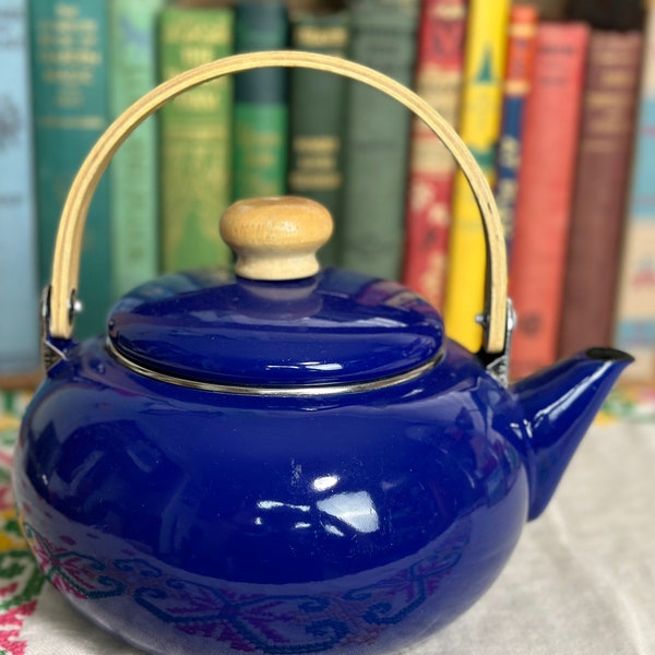 Blue Enamel Teapot - Etsy