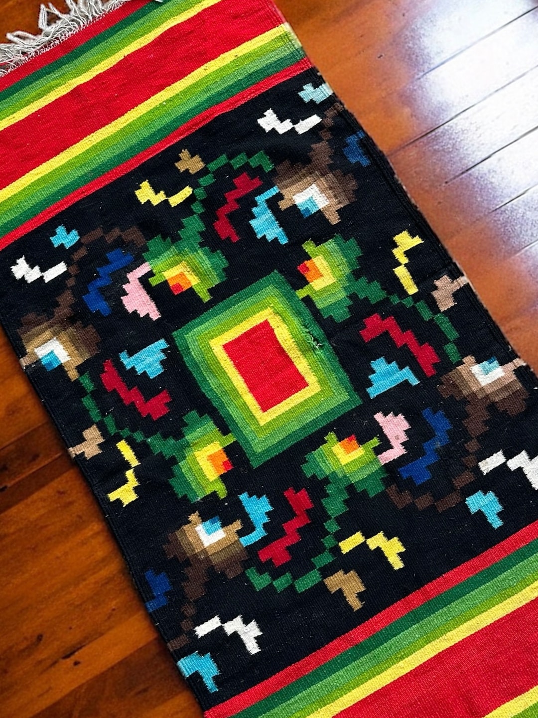 Vintage Wool Mexican Zapotec Rug 55 Inches by 25 Inches - Etsy