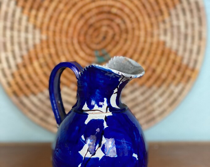 Vintage Mexican Blue and White Puebla Talavera Pitcher Vintage Mexican ...