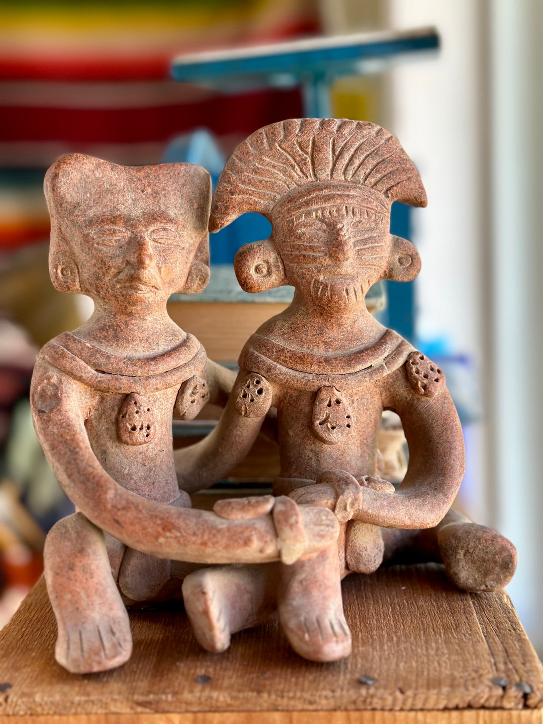 Mayan Couple Clay Figure Handmade in Mexico Folk Aztec Inca Art Pottery ...