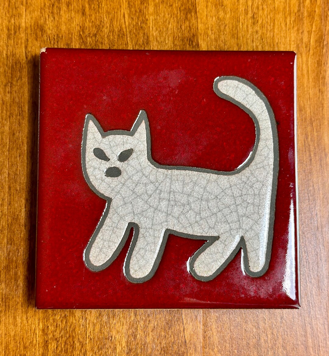 Vintage Italian Ceramic Cat Tile Cat Tile Gift Cat Momma - Etsy