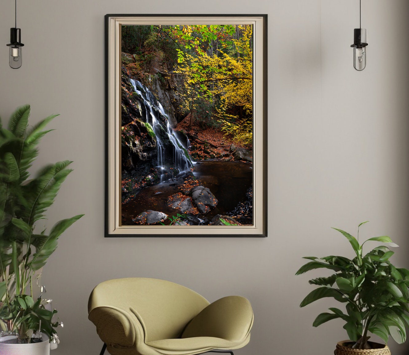 Autumn Spruce Flat Falls Great Smoky Mountains Wall Art Waterfall Wall Hanging Nature ...
