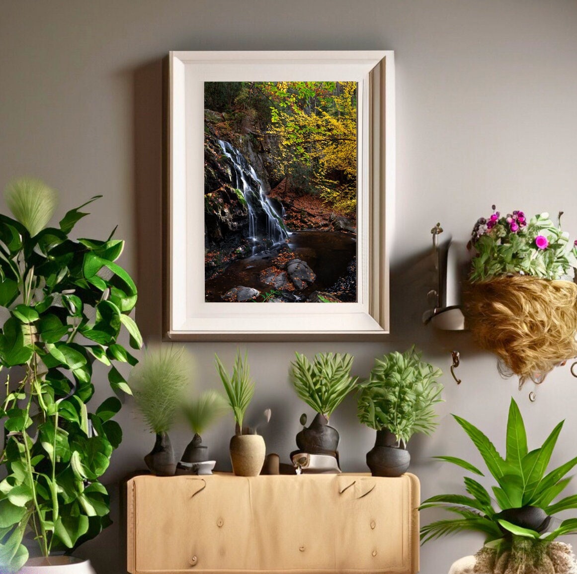 Autumn Spruce Flat Falls Great Smoky Mountains Wall Art Waterfall Wall Hanging Nature ...