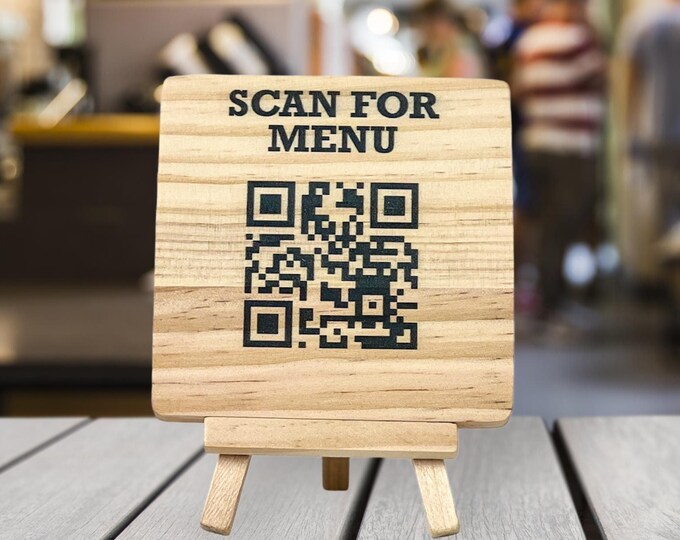 Custom Wooden QR Code Sign, QR Code Menu Sign, Wood Logo Sign, Custom ...