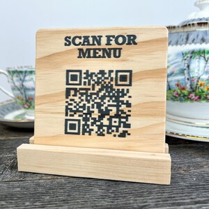 QR Code Menu Sign, Custom Wood Tabletop Scan for Menu, Wooden Sign, QR ...