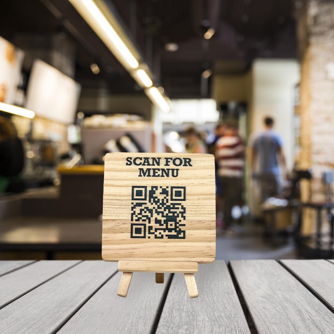 QR Code Menu Sign, Custom Wood Tabletop Scan for Menu, Wooden Sign, QR ...
