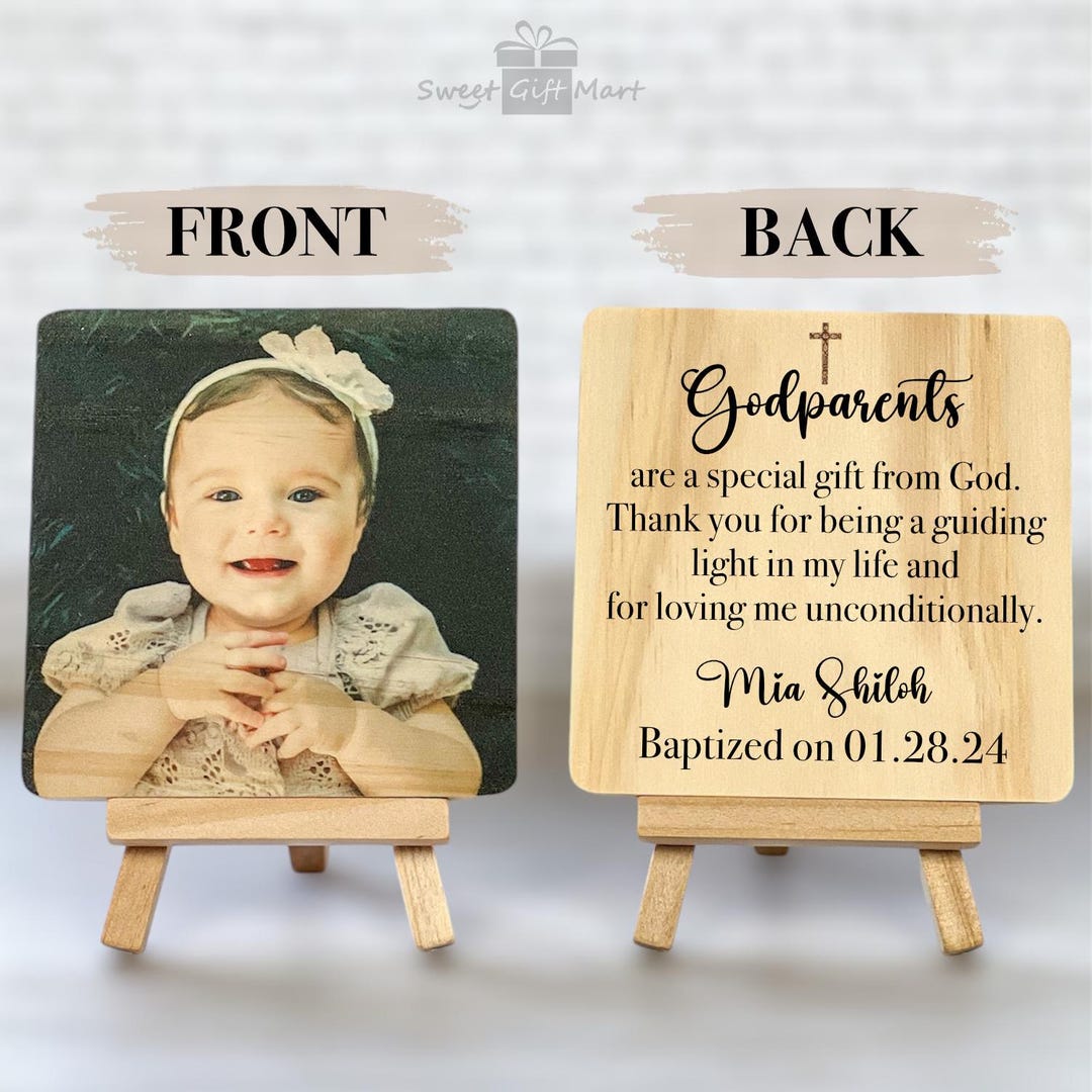 Personalized Godparents Photo Frame: Rustic Wood Gift From Godchild - Etsy