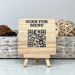 QR Code Menu Sign, Custom Wood Tabletop Scan for Menu, Wooden Sign, QR ...