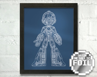 Megaman X Blueprint Silver Foil Print - Etsy