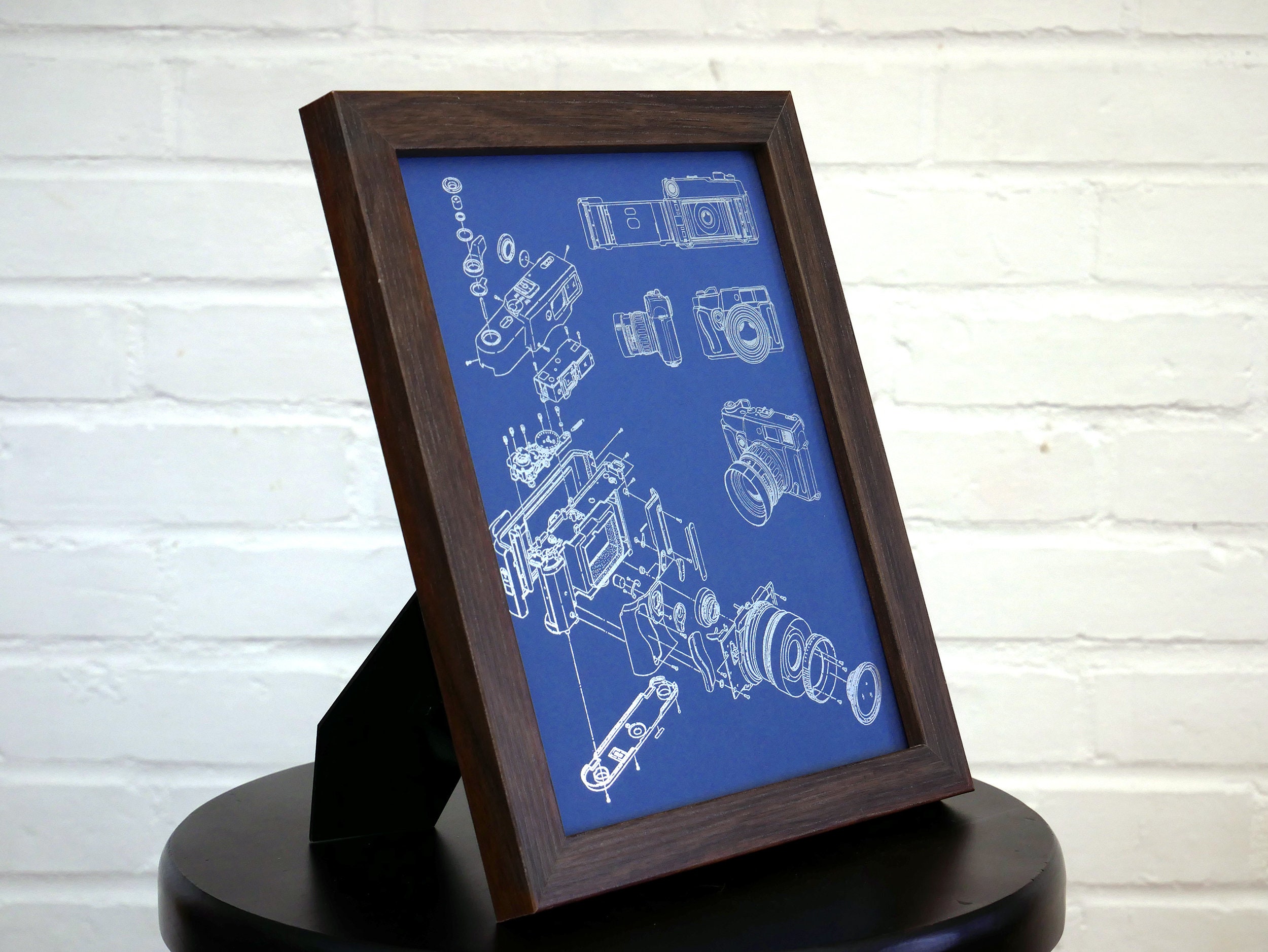 Camera Exploded Diagram Silver Foil Print Blueprint Wall Art | Etsy