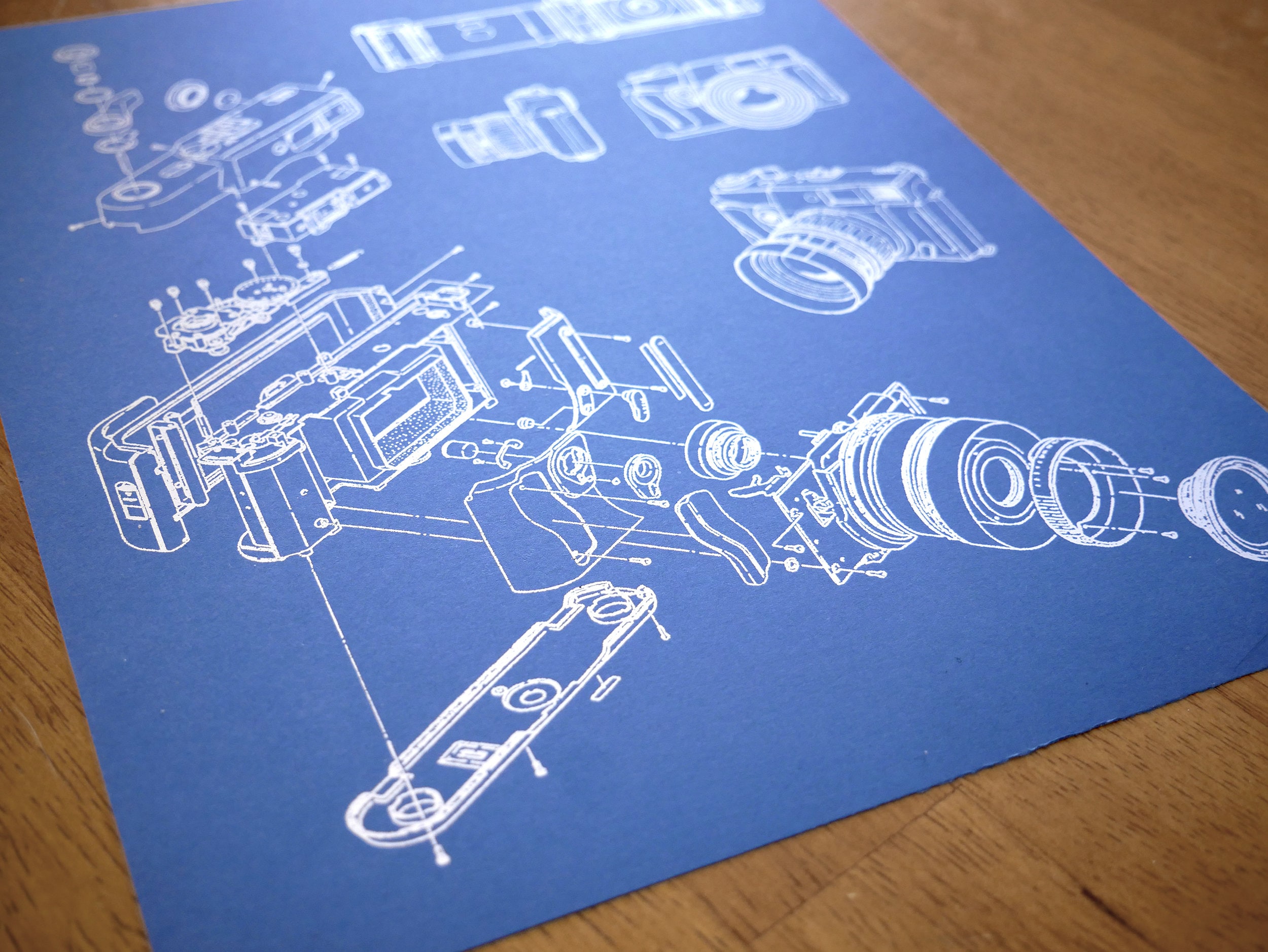 Camera Exploded Diagram Silver Foil Print Blueprint Wall Art | Etsy
