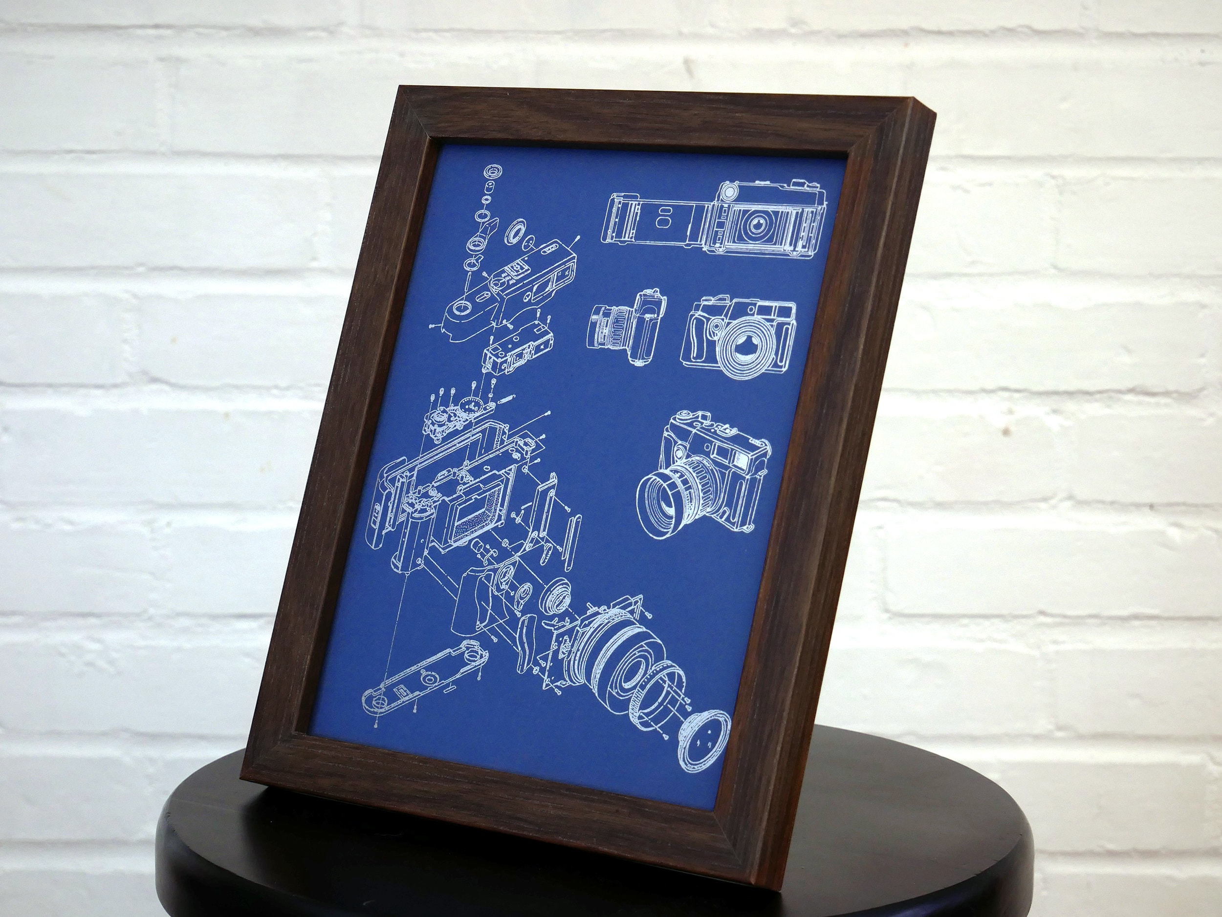 Camera Exploded Diagram Silver Foil Print Blueprint Wall Art | Etsy