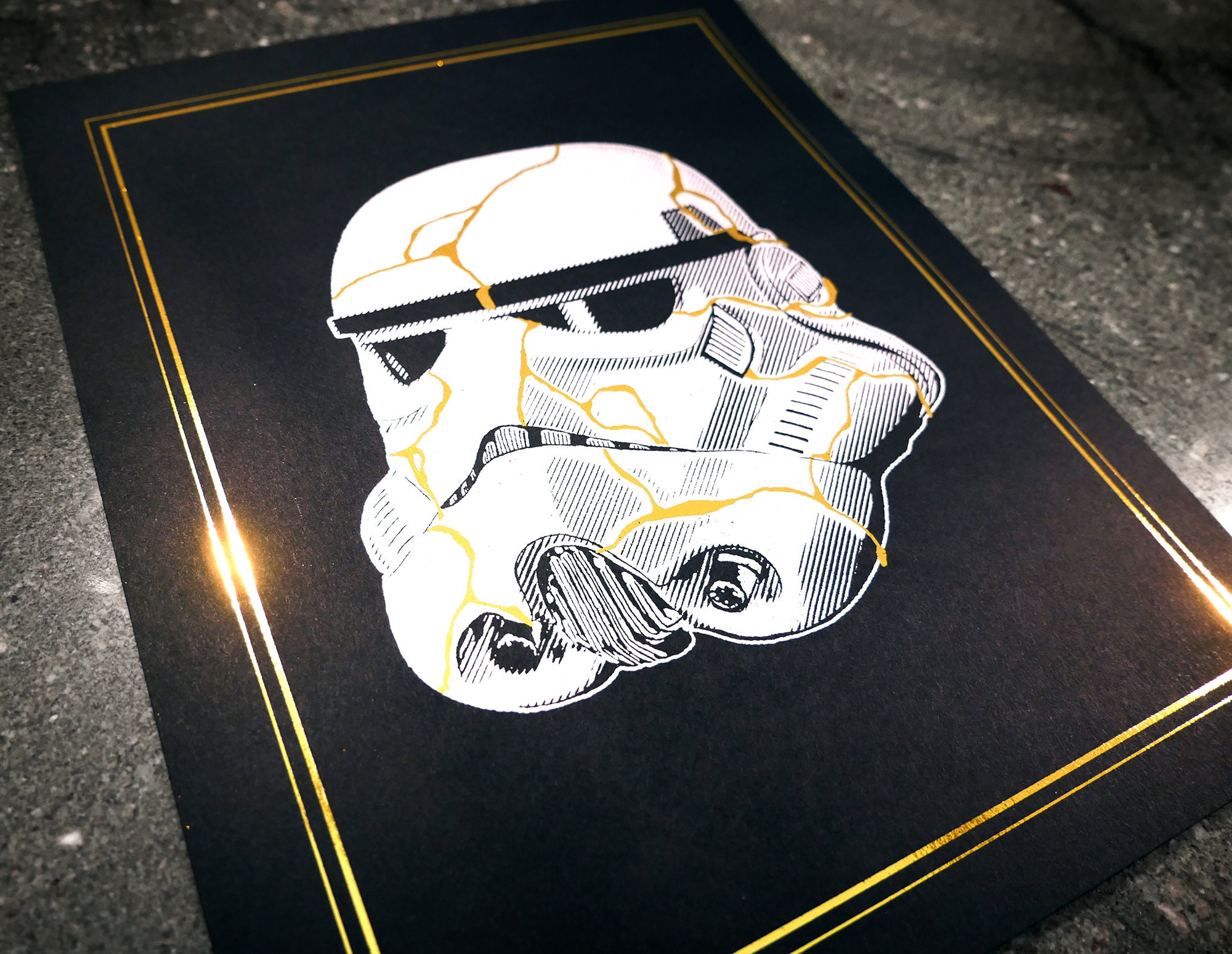 Storm Trooper KINTSUGI - Gold Foil Print - Etsy