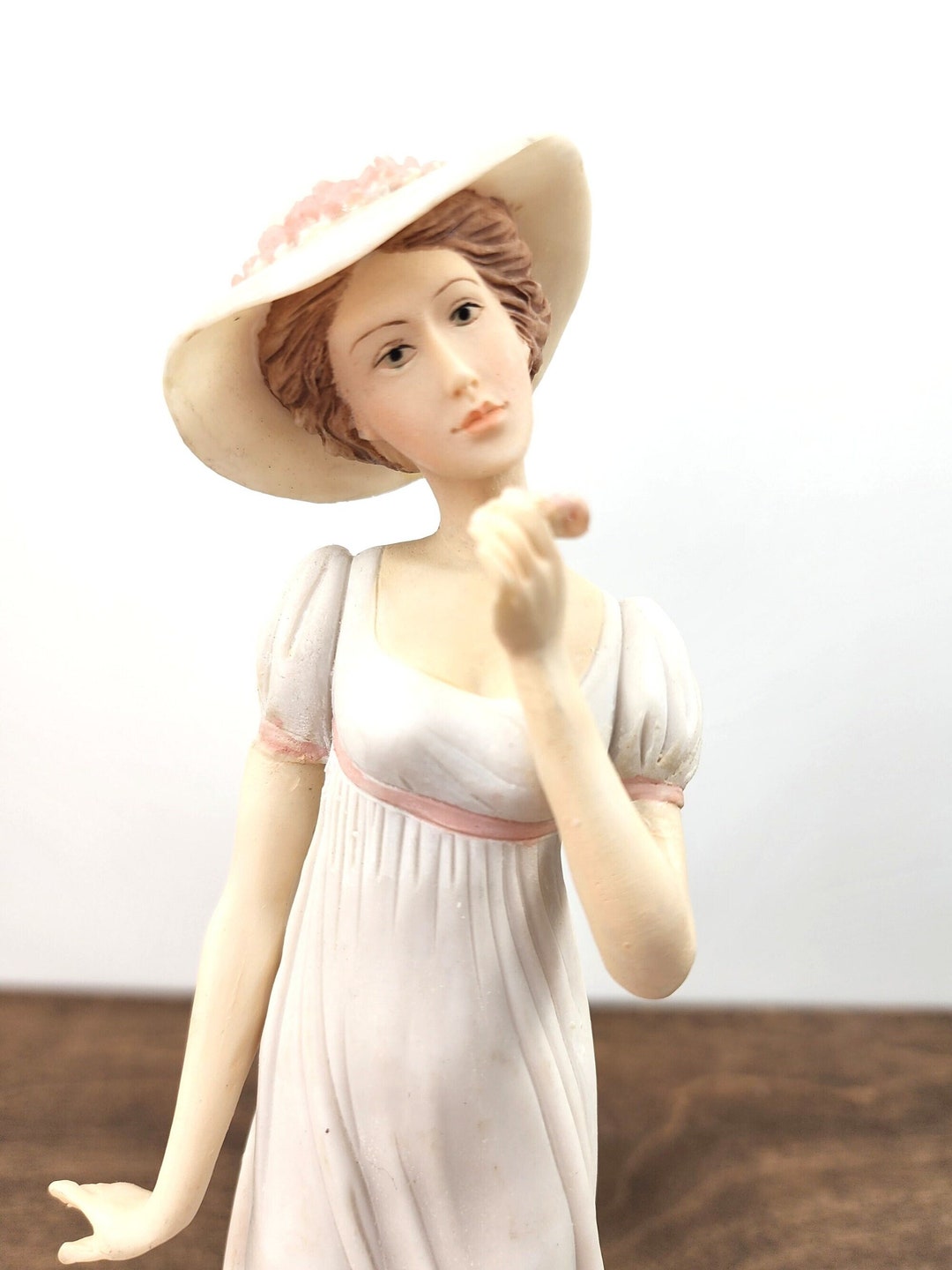Figurine With Lady in Long Pink Gown Young Girl Statue on - Etsy