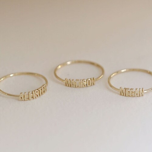 Initial Ring Monogram Ring Solid Gold Personalized Ring - Etsy