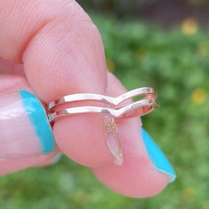 Double Chevron Ring, Minimalist Ring, Simple Ring, 14k Gold Flat ...