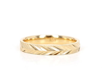 Herringbone Eternity Ring, 14K Gold Chevron Ring, 14K Gold Herringbone ...