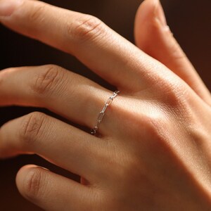 Mini Paper Clip Chain Ring, Minimalist Ring, Chain Ring, 14K Solid Gold ...