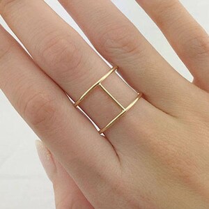 Gold Ring, Solid 14k Gold Ring, H Ring, Minimalist Ring, Unique Ring ...