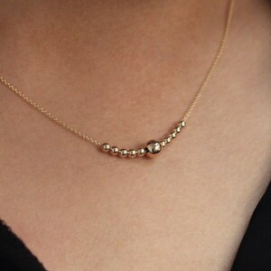 Gold Beads Necklace, 14K Solid Gold Necklace With Beads, Beaded ...