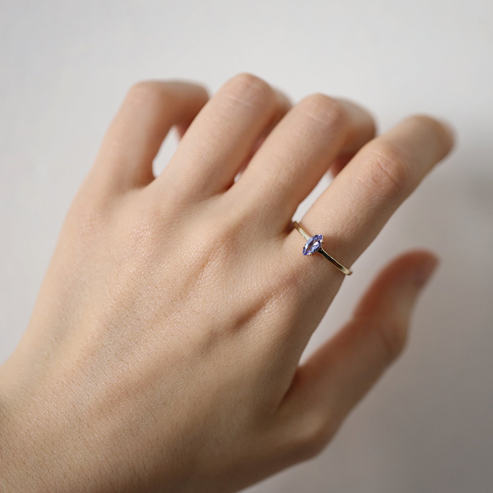 Tanzanite Solitaire Ring, Marquise Tanzanite Ring, 14K Solid Gold Ring ...