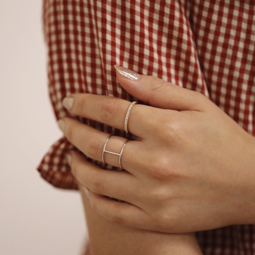 Gold Ring, Solid 14k Gold Ring, H Ring, Minimalist Ring, Unique Ring ...