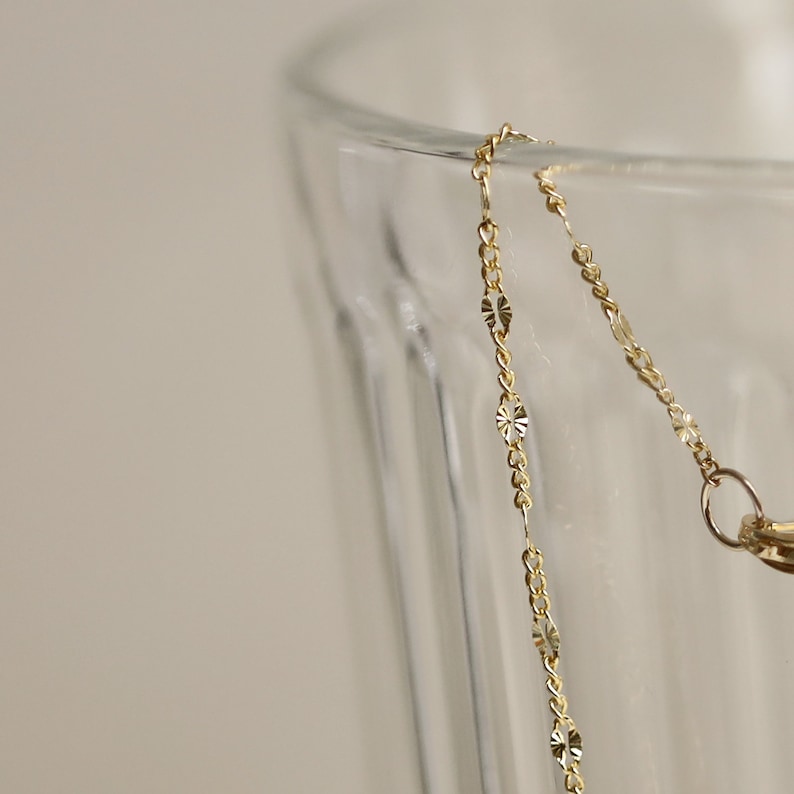 Chain With Diamond Cut Oval Link, Gold Chain Anklet, 14K Solid Gold ...