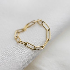 Mini Paper Clip Chain Ring, Minimalist Ring, Chain Ring, 14K Solid Gold ...