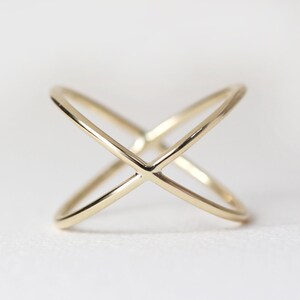 Criss Cross Ring, X Ring, 14k Solid Gold Minimalist Cross Ring ...