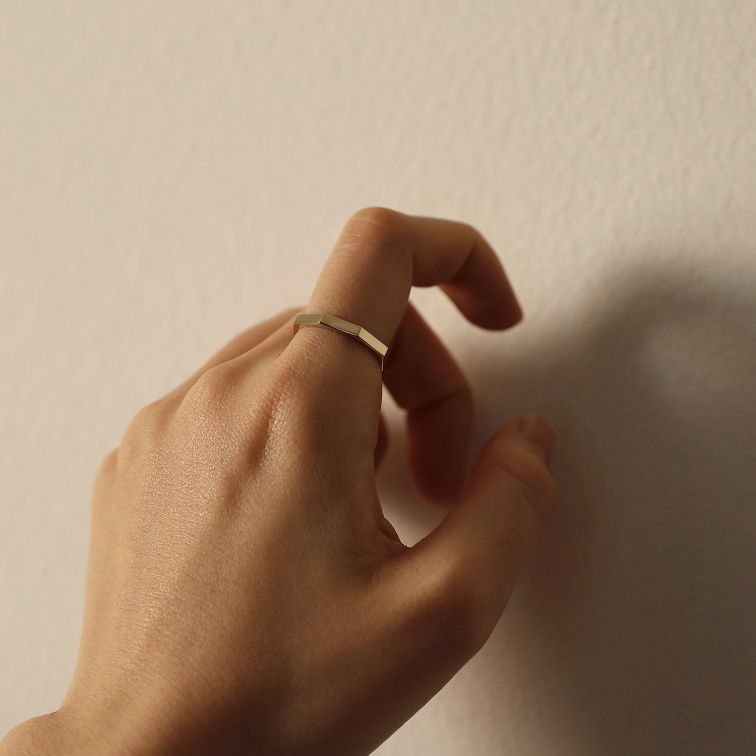 Unique Octagon Gold Ring 14k Solid Gold Ring Bolt Shape - Etsy