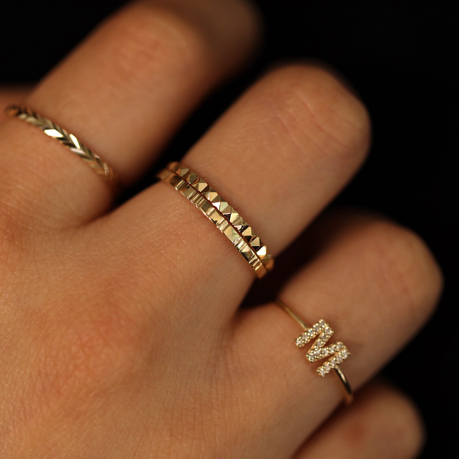 14K Solid Gold Grooved Ring Irregular Groove Ring 14K Gold - Etsy