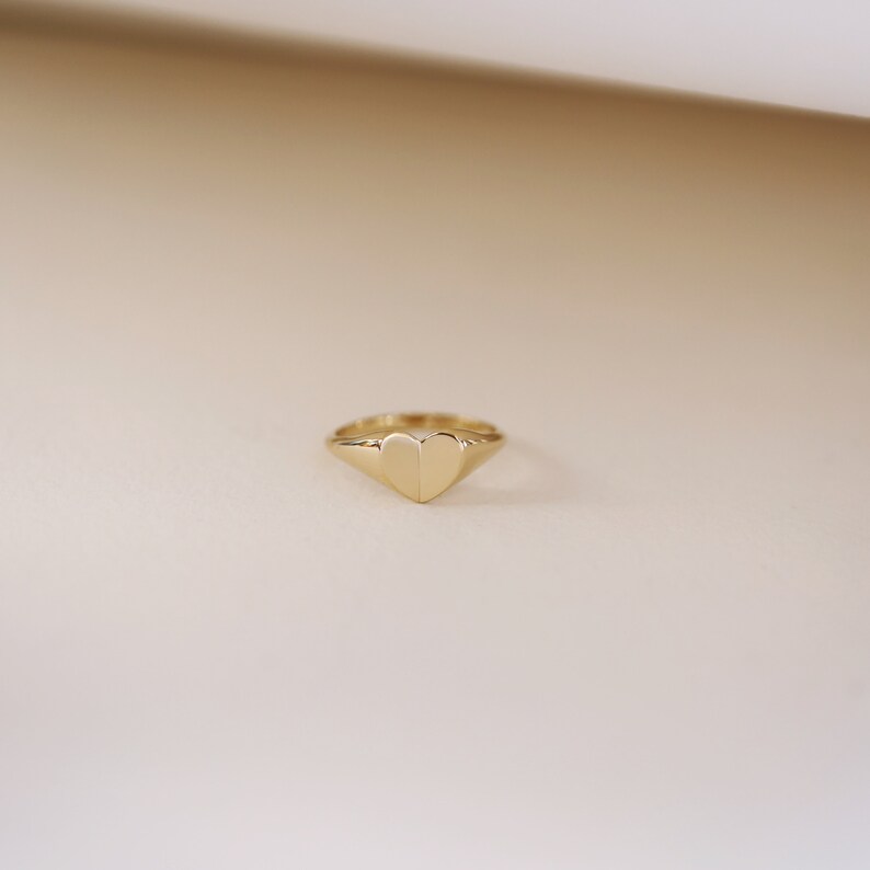 Heart Ring 14K Solid Gold Heart Ring Angled Heart Ring | Etsy