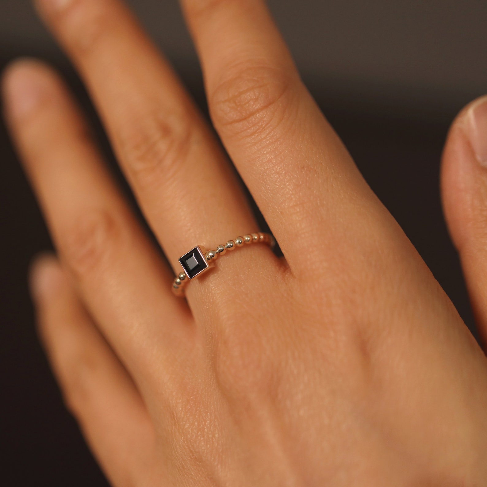 Onyx Rings 14K Solid Gold Onyx Ring Square Onyx Ring Black | Etsy