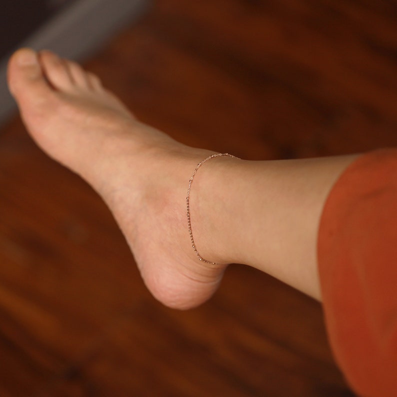 Bead Chain Anklet, Rolo Chain Bead Link Anklet, Bead Gold Chain Anklet ...