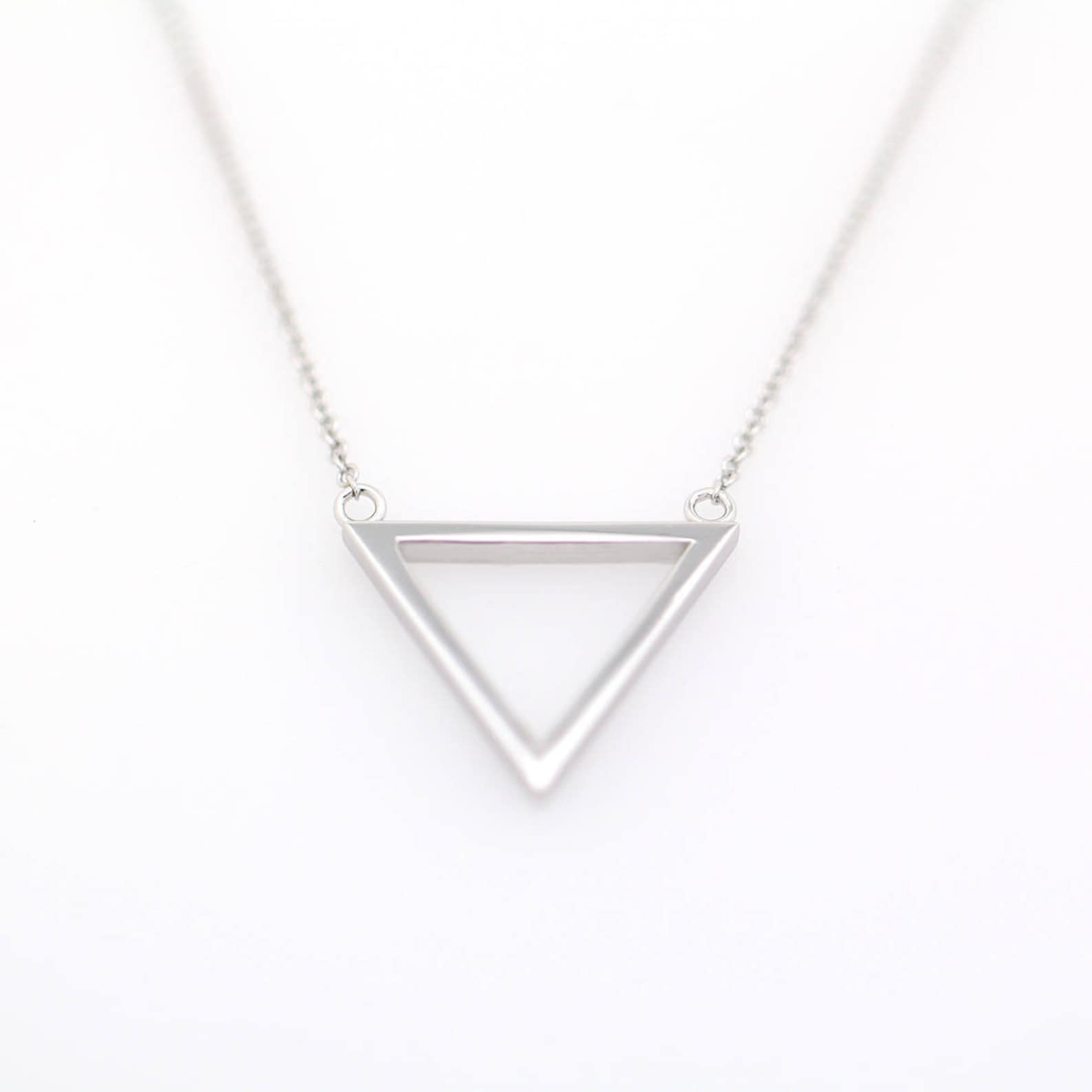 Triangle Pendant Necklace 14K Solid Gold Necklace Unique - Etsy