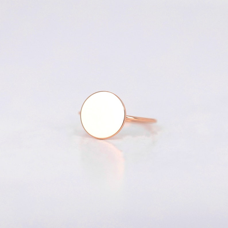 Minimalist Ring Gold Disc Ring Geometric Ring 14K Solid - Etsy