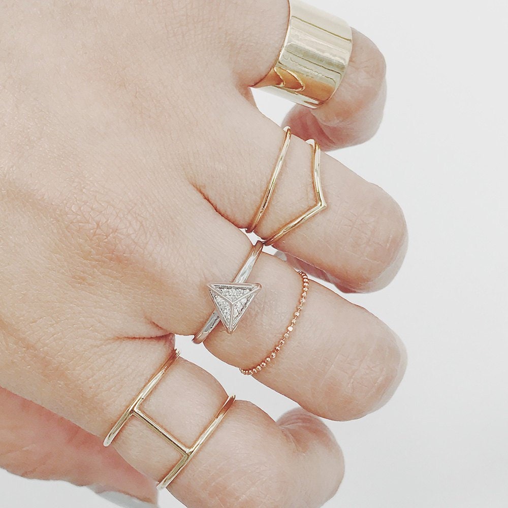 Gold Ring Solid 14k Gold Ring H Ring Minimalist Ring - Etsy