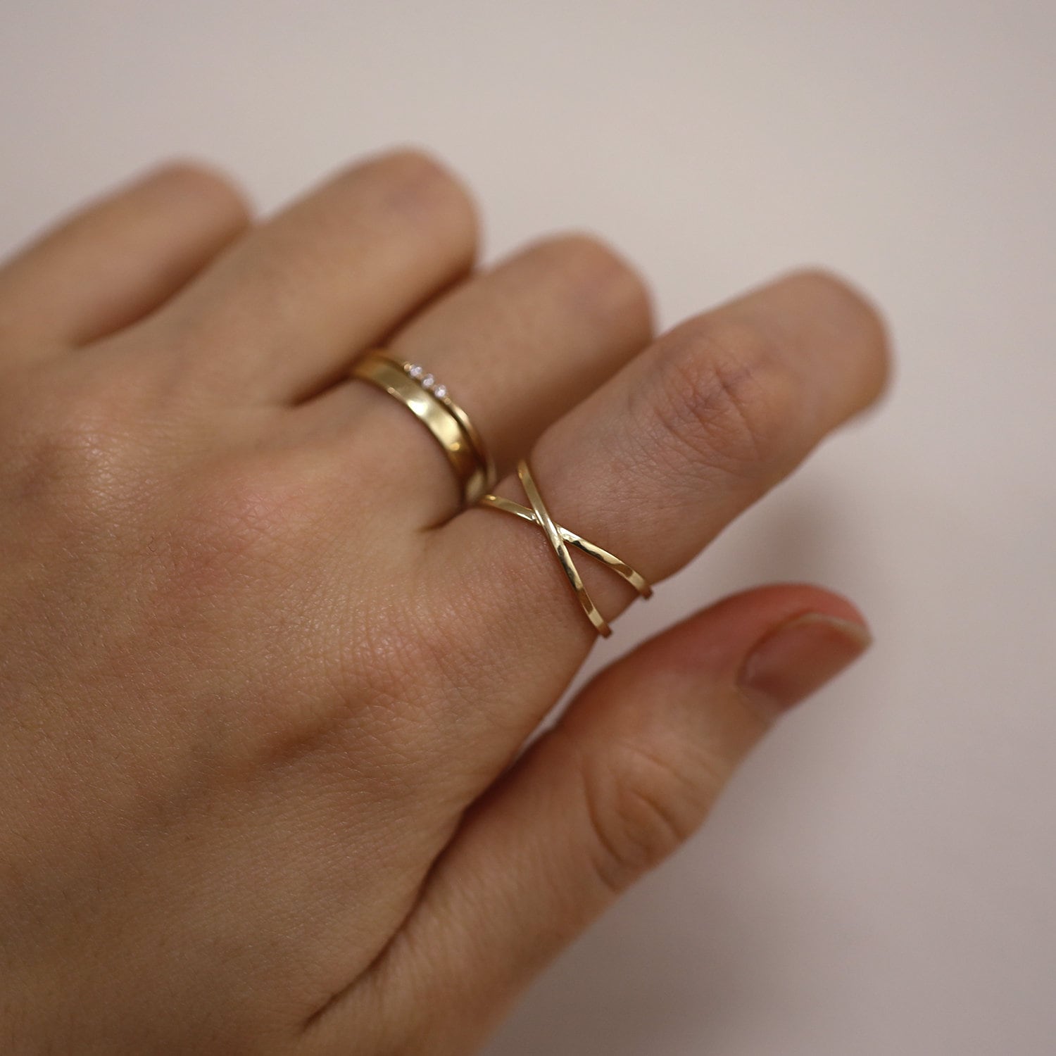 Versatile Gold Ring X Ring H Ring 10K 14K Solid Gold Ring | Etsy