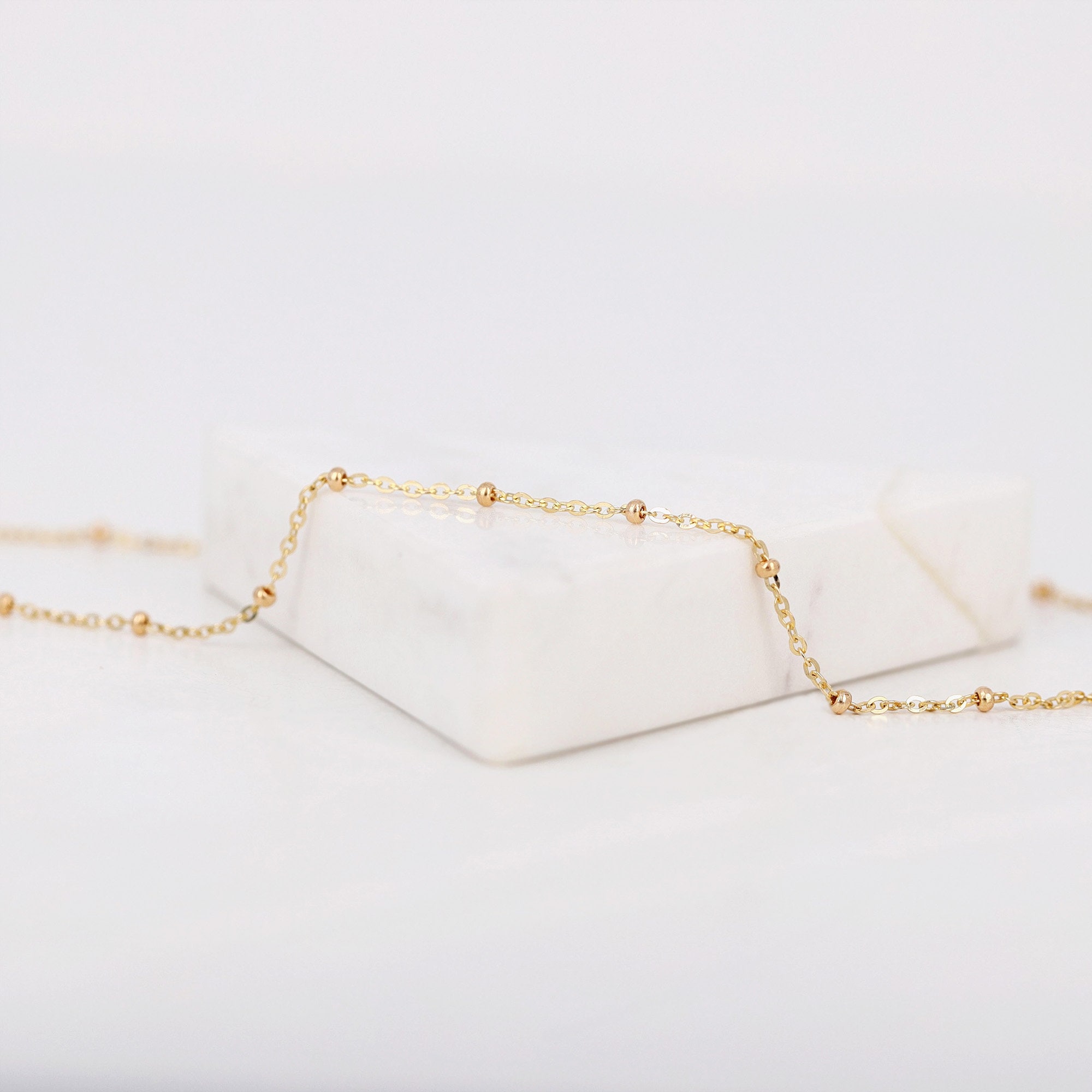 Bead Chain Necklace Rolo Chain With Bead Link Necklace Bead | Etsy