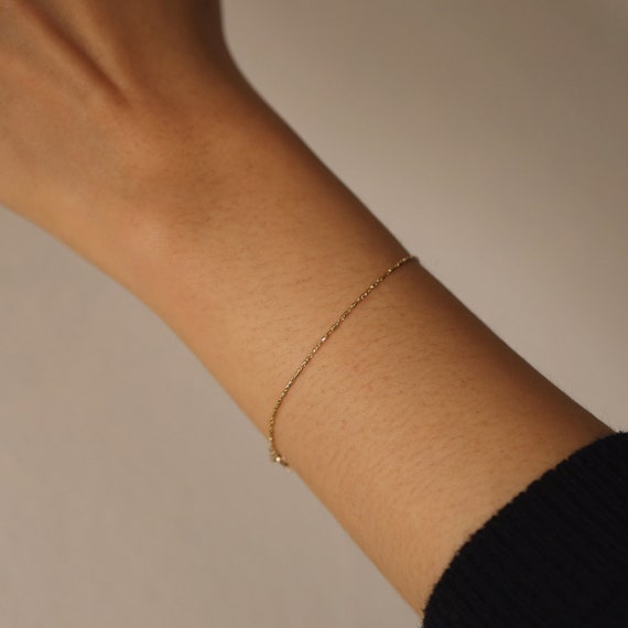 Thick Raso Chain Bracelet Gold Chain Bracelet 14K Solid Gold - Etsy
