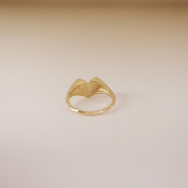 Heart Ring 14K Solid Gold Heart Ring Angled Heart Ring - Etsy