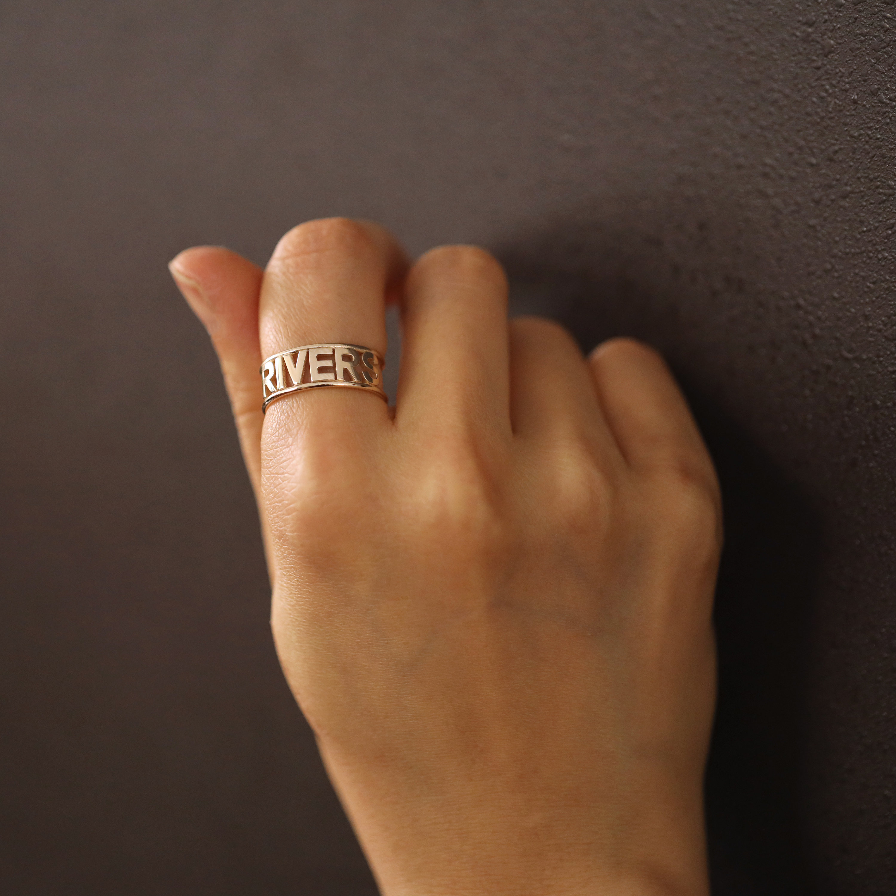 14K Name Ring Name Double Band Monogram Double Band Ring - Etsy