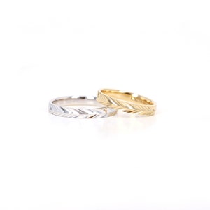 Herringbone Eternity Ring, 14K Gold 3mm Chevron Groove Ring, Wide ...