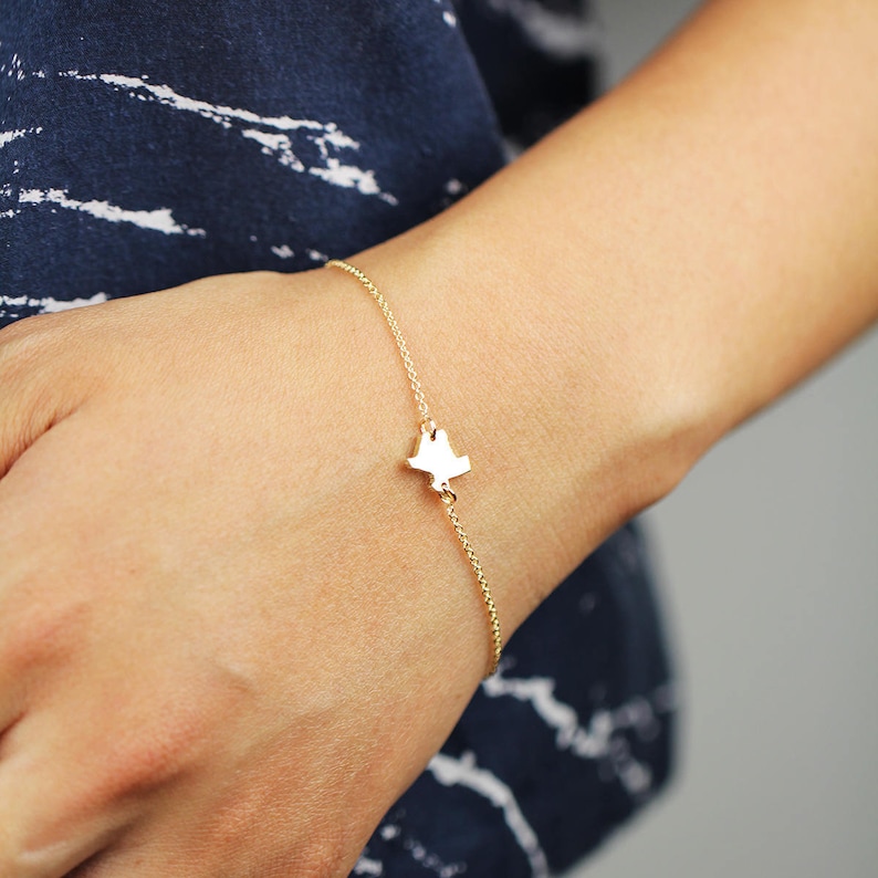 Texas Bracelet 14K Gold Texas Charm Gold Bracelet 14K Solid - Etsy