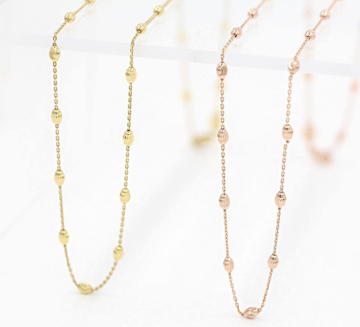 14k Gold Beads by Yard Necklace Bead Chain Necklace 14K | Etsy