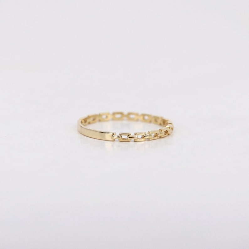 Chain Shape Ring Solid Chain Band 14K Solid Gold Ring Band - Etsy