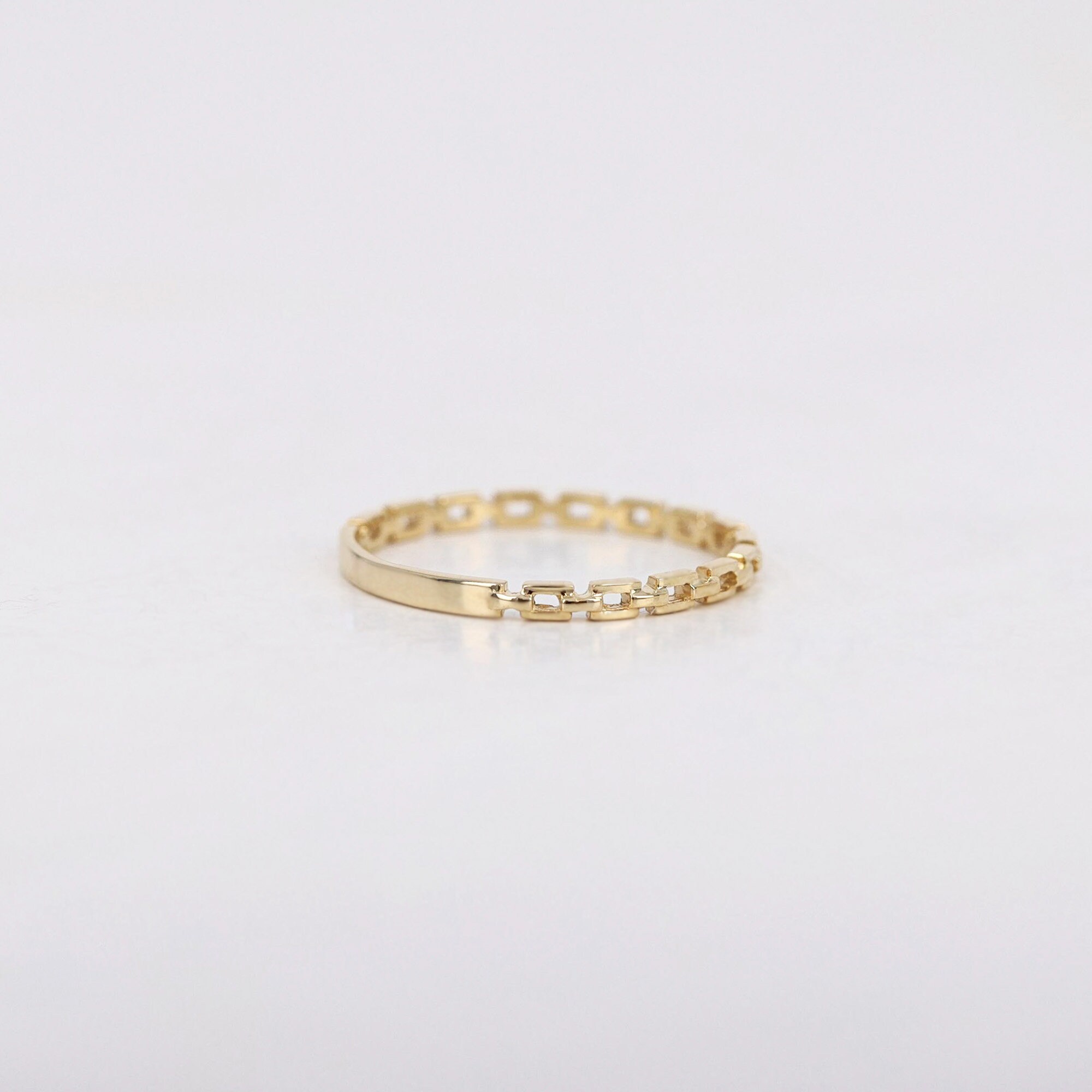 Chain Shape Ring Solid Chain Band 14K Solid Gold Ring Band - Etsy