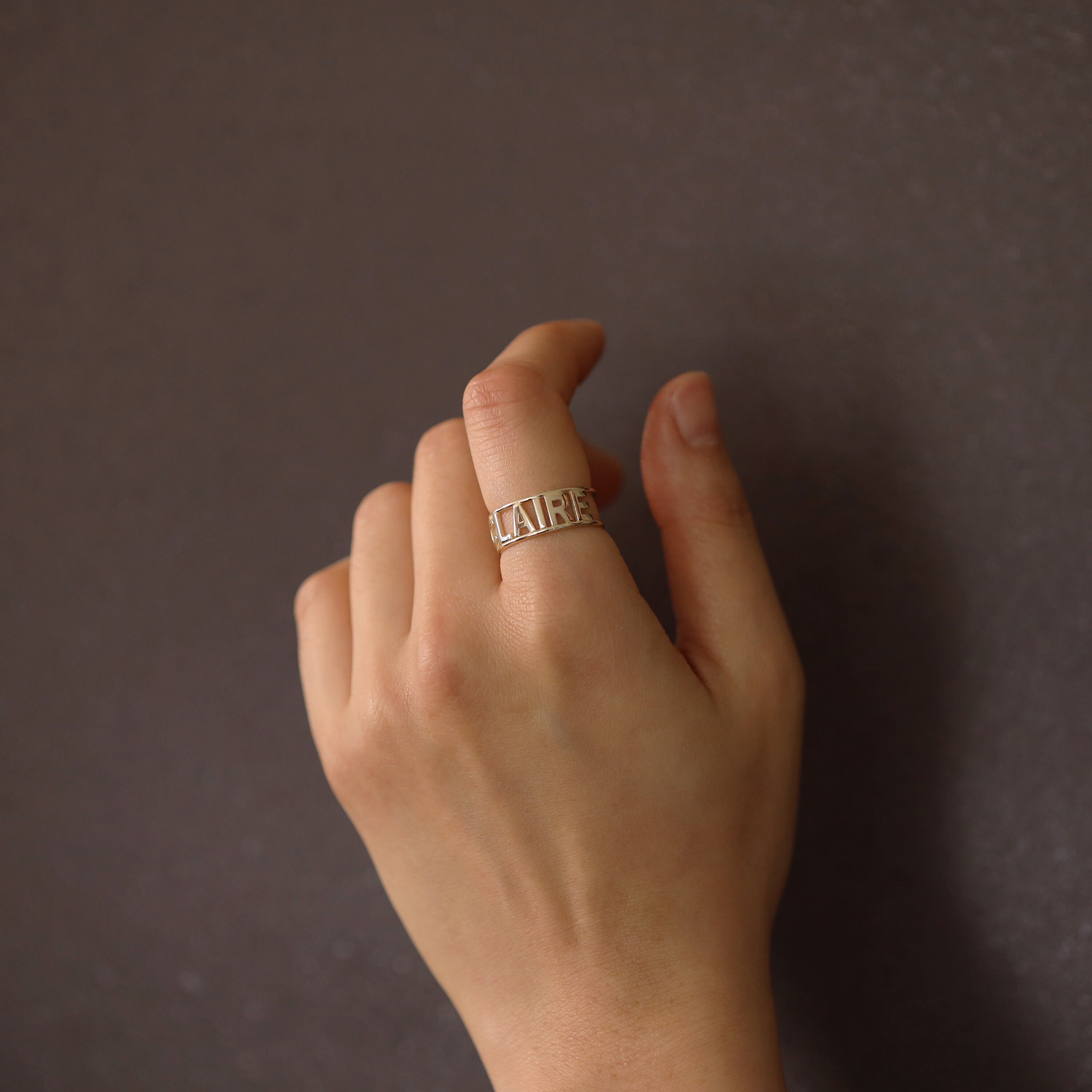 14K Name Ring Name Double Band Monogram Double Band Ring - Etsy