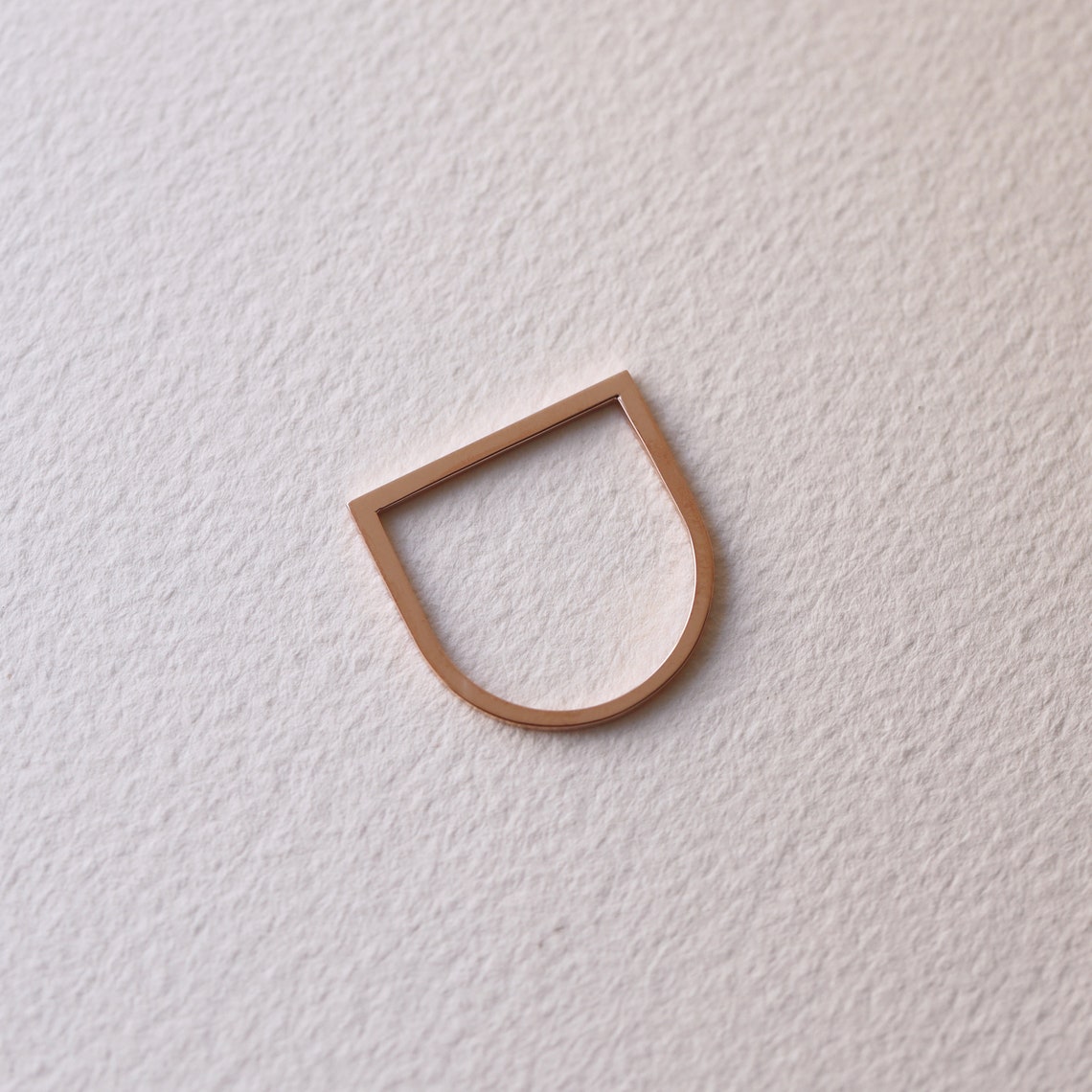 14K Solid Gold Flat Top D Shaped Ring 14K Gold Flat Bar Ring | Etsy