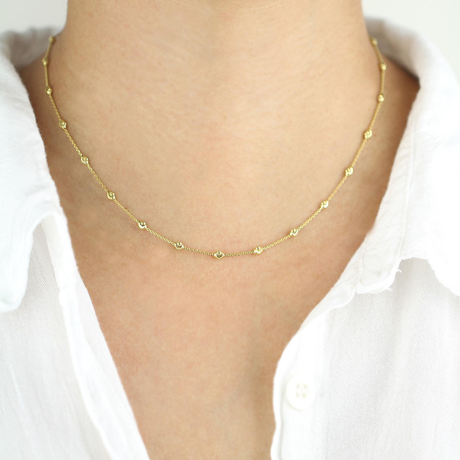 14k Gold Beads by Yard Necklace Bead Chain Necklace 14K | Etsy